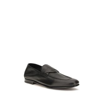 Tom Ford Mens Black Calf Leather Bos Taurus Slip-On Loafers
