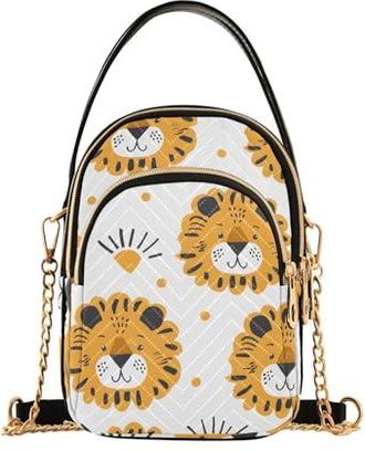 Mnsruu Sac à bandoulière pour femme, motif lion mignon, sac à dos à bandoulière, sac à main avec sangle réglable