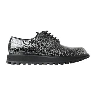 Dolce & Gabbana Homme, Chaussures, Noir, Taille: 39 EU Chaussures Derby en Cuir Verni Noir Blanc