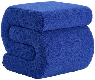 Sweeek Sweeek - Tabouret / pouf design rev&ecirc;tement bouclette bleu 1 place l 43 x p 47 x h 44cm - Sasha