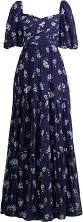Self Portrait Pansy Print Chiffon Maxikleid - - Dresses - Damen - Blau - XS