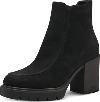 Tamaris Damen Boots mit Absatz Leder Blockabsatz; BLACK/schwarz; 39 EU
