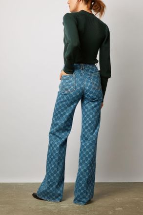 Gerard Darel Pull en laine fine &agrave; c&ocirc;tes et col montant - LANCELOT - Vert fonc&eacute;