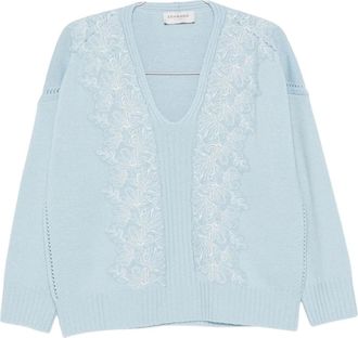 Ermanno Scervino Femme, Pulls, Bleu, Taille: 36 FR Maille col en V