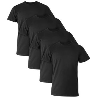 Hanes Herren Ultimate Comfort Fit Undershirt, Mens Crewneck Stretch-Cotton T-Shirt, 4-Pack Unterhemd, Schwarz, 4 Stück, Mittel (4er Pack)