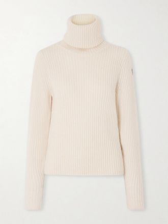 Moncler Rollkragenpullover Aus Einer Gerippten Wollmischung - Creme