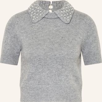 Claudie Pierlot Claudie Pierlot Strickshirt Mit Schmuckperlen grau