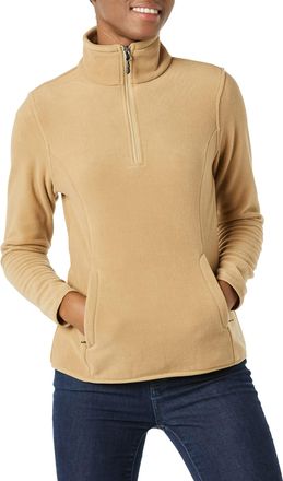 Amazon Essentials Damen Langärmelige Pulloverjacke Aus Polarfleece Mit Viertelreißverschluss, Klassischer Schnitt (Erhältlich In Übergröße), Kamelbraun, 5XL Große Größe