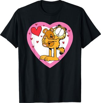Garfield Hugging Pooky Valentines Day Cartoon Cat T-Shirt