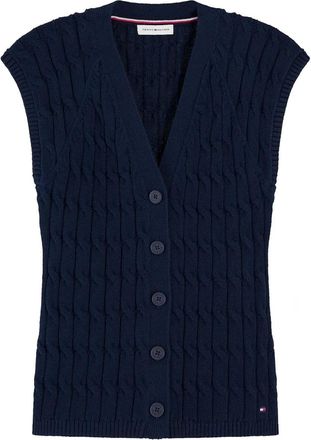 Tommy Hilfiger Femme, Vestes, Bleu, Taille: 36 FR MID GG Cable Vest Cardi
