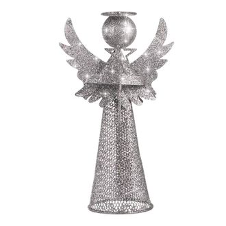 Valiclud Engel Christbaumspitze Baumkronendekoration Silber Engelspitze Christbaumschmuck F&uuml;r Festliche Heimdekoration Zylindrischer Sockel