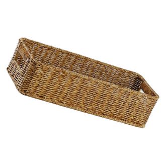 Holibanna Geflochtener Aufbewahrungskorb Rattanimitat Mehrzweckkorb Mit Griffen 35,5x15,5x9cm F&uuml;r Zuhause Und B&uuml;ro Desktop Aufbewahrungsbeh&auml;lter