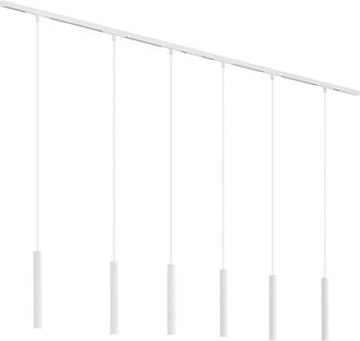 QAZQA Modernes Schienensystem mit 6 weißen Pendelleuchten 1-phasig - Slimline Keno