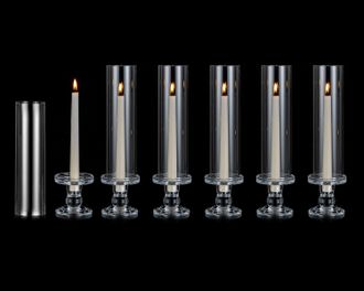 Nuptio Glaszylinder Stabkerzen Kerzenst&auml;nder Glas: 32cm 6er Kerzenhalter Stabkerzenhalter Zylinder f&uuml;r Kerzen Ohne Boden Klarglas Stumpenkerzen Hochzeit Weih