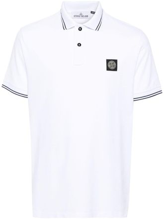 Stone Island Poloshirt aus Pikee - Weiß
