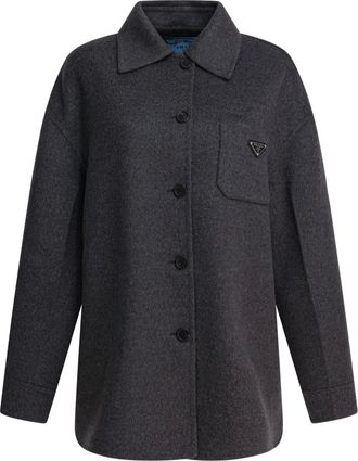 Prada veste croisée à poches plaquées - Gris