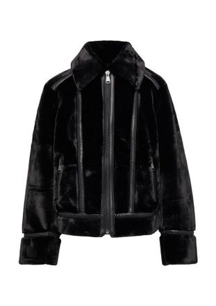 s.Oliver Winterjacke Outdoor-Jacke Jacke aus Web-Pelz im Biker-Stil