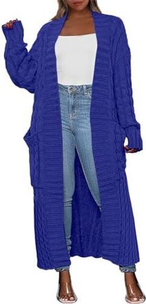 TOMWELL Gilet Long Femme Pulls Chunky Tricot Cardigan Veste Ouvert Épais à Manches Longues Chaud Pull Gilet Manteau Sweater avec Poches Hiver Chandail Outwear