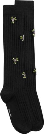 Simone Rocha Kniestr&uuml;mpfe aus Merinoseide mit Schleifenrosette - - Underwear - Damen - Schwarzk - ONE SIZE