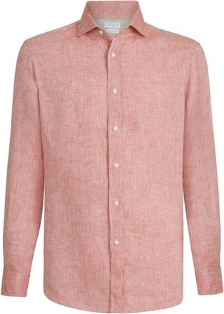 Brunello Cucinelli Homme, Chemises, Rouge, Taille: 2XL Linen Shirt