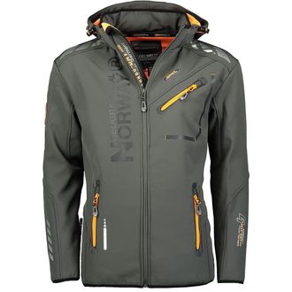 Geographical Norway Royal Men Softshell Jacke Herren Wasserdicht Jacke mit Kapuze Outdoor Windjacke Taktische Jacke Winter ideal f&uuml;r Aktivit&auml;ten im Freien, Dunkelgrau / O