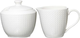Ritzenhoff & Breker Saphir Milch- und Zucker-Set 2-teilig | Porzellan Geschirr-Serie in Weiß mit Mosaik-Relief | spülmaschinenfest & mikrowellengeeignet | Milchkännchen u