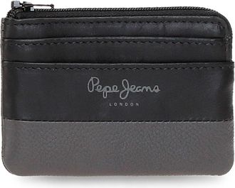 Pepe Jeans London Dual Geldb&ouml;rse Schwarz 11 x 7 x 1,5 cm Leder, Schwarz, Talla &uacute;nica, geldb&ouml;rse