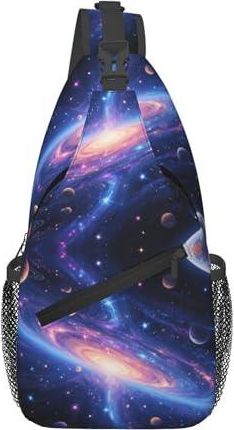 Generic L&eacute;ger Sacoche Port&eacute; &eacute;paule Univers Galaxie &Eacute;toiles Plan&egrave;tes Art Sling Sac &agrave; Bandouli&egrave;re Polyester Crossbody Bag pour Cyclisme Randonn&eacute;e Voyage