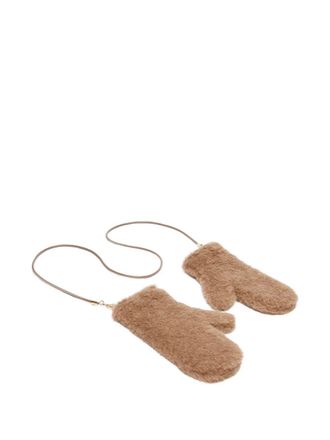 Max Mara gants en fourrure artificielle - Marron