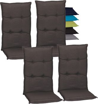 Beo Hochlehner-Auflagen 4er Set Wasserabweisend Turin | Made in EU Premium-Qualität | Gartenstuhl-Auflagen UV-beständig und fleckenabweisend | Atmungsakti