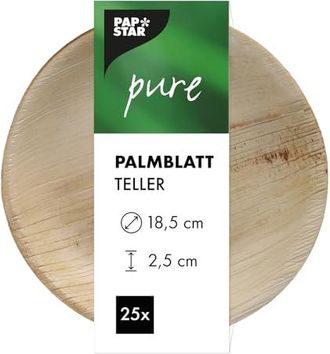 Papstar 25 Teller, Palmblatt Pure rund &Oslash; 18,5 cm &middot; 2,5 cm