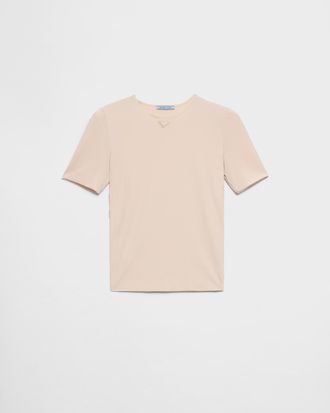 Prada Kurzärmliges T-Shirt aus Stretch-Stoff