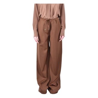 Max Mara Flie&szlig;ende Jogginghose aus Wolle - - Trousers - Damen - Braun - 2XL