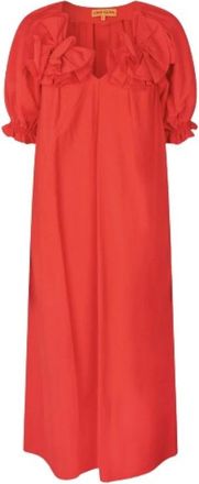 Stine Goya Femme, Robes, Rouge, Taille: 36 FR 2507 Solid Viscose Puff Sleeve Detail Long Dress