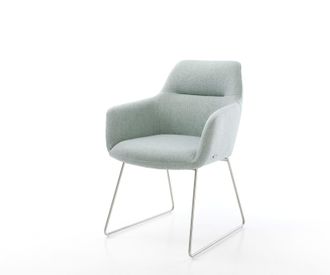 DELIFE Armlehnstuhl Pejo-Flex Stripes Mint Kufengestell Edelstahl, Esszimmerst&uuml;hle