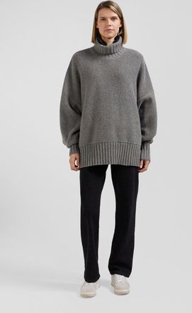 Eden Park Pull Col Roul&eacute; En Laine M&eacute;lang&eacute;e Gris Coupe Oversized