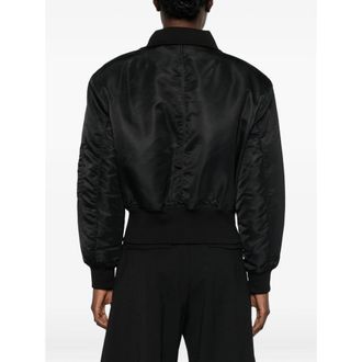 Frankie Shop Cropped with Drop Shoulders Bomber Jacket - Black
