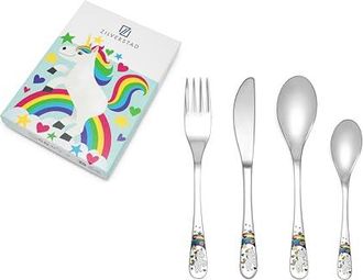Zilverstad Kinderbesteck 4tlg Einhorn Edelst. farbig