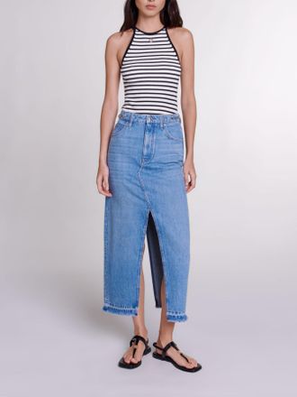 Maje Langer Jeansrock - Blau - Gr&ouml;&szlig;e 38 - Maje