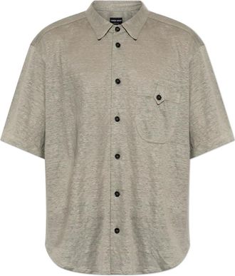 Giorgio Armani Homme, Chemises, Beige, Taille: L Chemise en lin avec poche