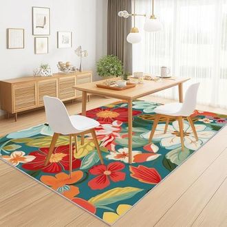 Generic Multicolore Lavable en Machine Tapis Salon Style Pastoral vignes entrelac&eacute;es, 120 x 180 cm Doux Tapis de Sol Pelucheux Dessous Antid&eacute;rapant, Entree In
