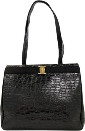 Ferragamo Sac cabas en cuir gaufr&eacute; Pre-owned - Femme - Pre-owned - Noir - Taille: ONE Size