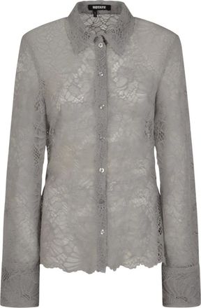Rotate Rotate Birger Christensen, Femme, Blouses et Chemises, Gris, Taille: 38 FR Flower Mesh Shirt