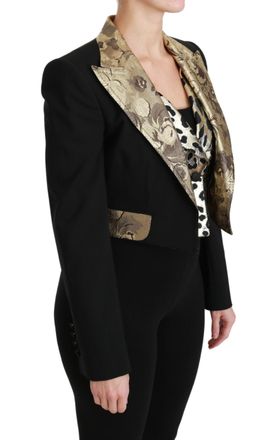 Dolce & Gabbana Womens Black Jacquard Vest Blazer Coat Wool Jacket Clothing