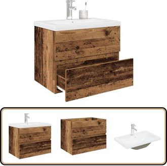 vidaXL vidaXL Waschbeckenunterschrank mit Einbaubecken und Wasserhahn