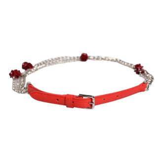Dolce & Gabbana Leather Chain Floral Cintura G&uuml;rtel - - Accessories - Damen - Rot - M