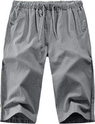 Generic Pantalon de jogging en coton pour homme - Pantalon de sport droit 3/4 - Pantalon de course respirant avec &eacute;lastique - L&eacute;ger - S&eacute;chage rapide - Pantalo