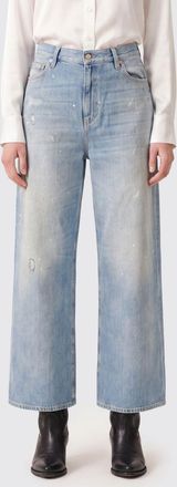 Golden Goose Jean taille haute &agrave; jambe large en denim de coton