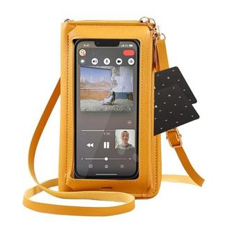 Generico Sac &agrave; main pour t&eacute;l&eacute;phone portable - Petit sac &agrave; main en cuir PU avec fen&ecirc;tre transparente et longue sangle, portefeuille crois&eacute; pour t&eacute;l&eacute;phone portab