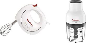 Moulinex Easy Max Batteur électrique, Commande unique, Ergonomique & Moulinette Essential Hachoir, 300W, Bol 400ml, Mini Hachoir, 4 lames acier inoxydable, Min